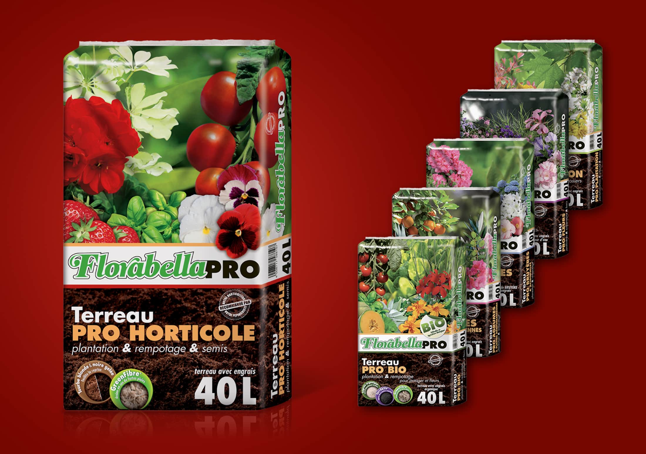 Florabella - Gamme de packaging pour du terreau grand public
